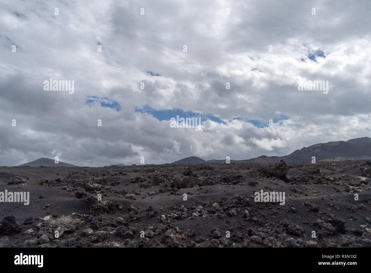 Rocky volcanic landscape, Lanzarote, Canary Islands, Spain Stock Photo ...