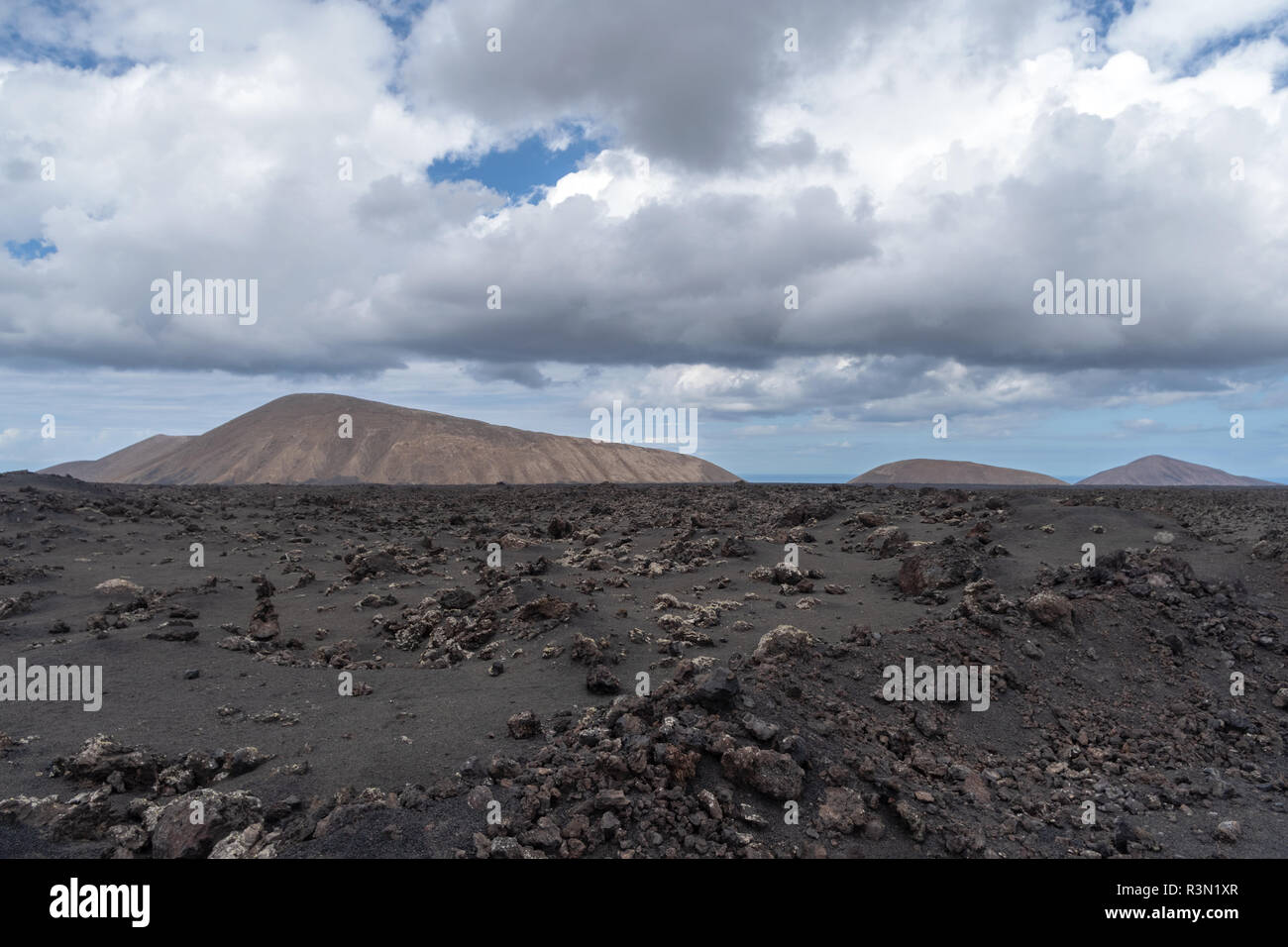 Rocky volcanic landscape, Lanzarote, Canary Islands, Spain Stock Photo ...
