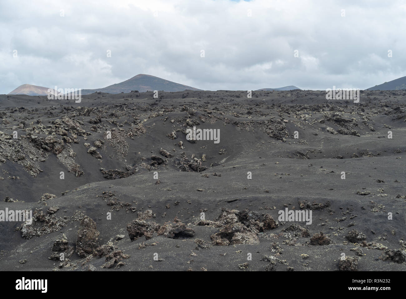 Rocky volcanic landscape, Lanzarote, Canary Islands, Spain Stock Photo ...