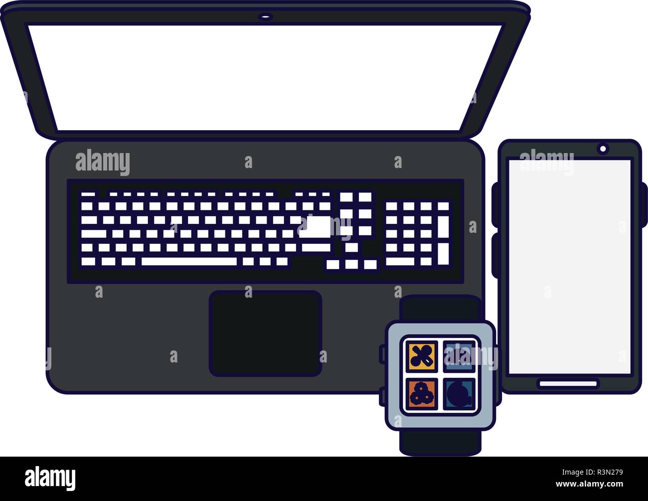 Laptop and smartphone with smartwatch Stock Vector Image & Art - Alamy