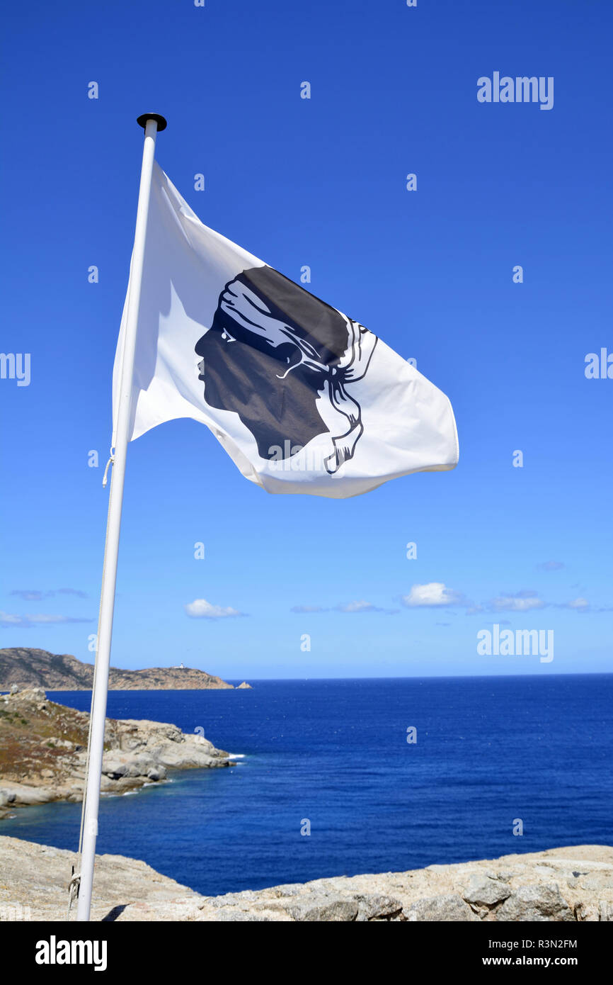 Corsica flag, Corsica, France Stock Photo - Alamy
