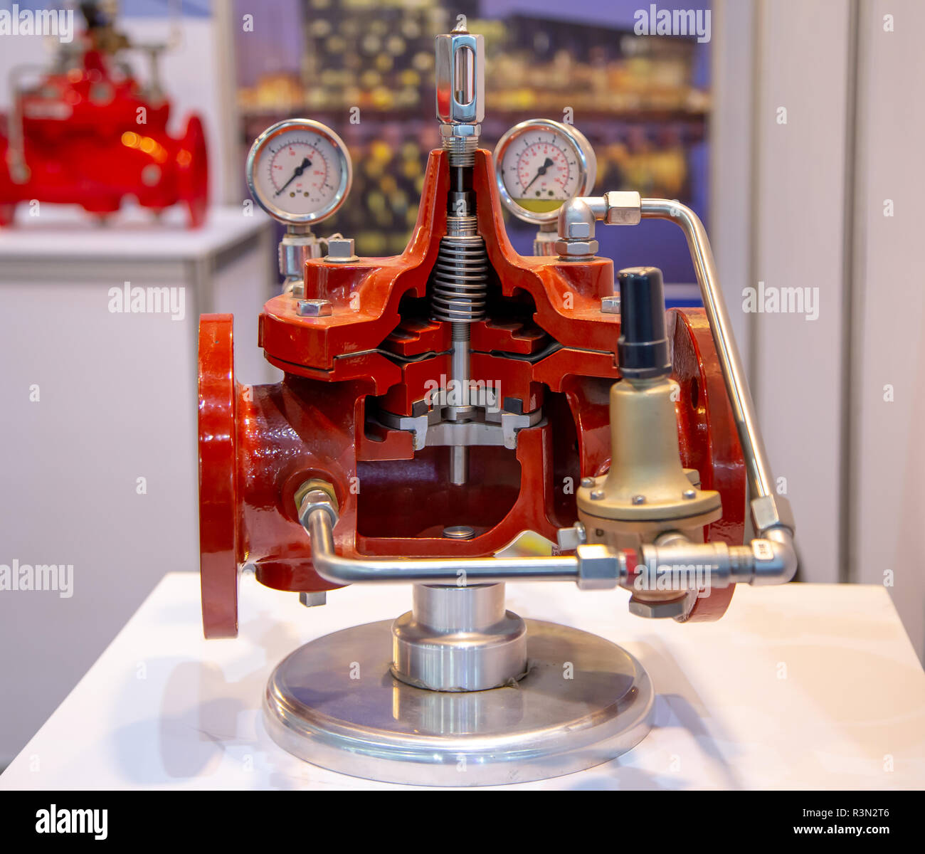Deluge valve display internal part of valve Stock Photo - Alamy