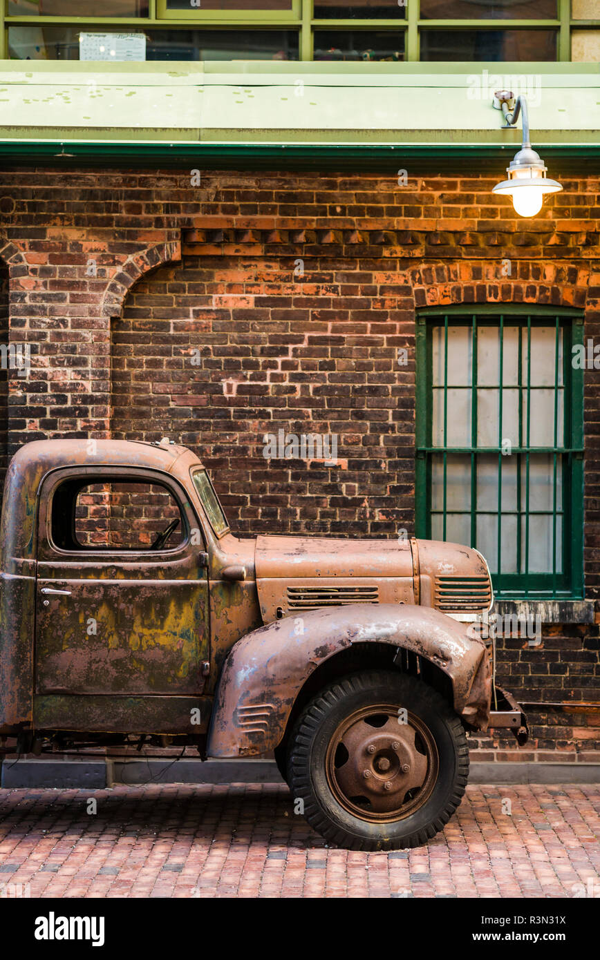 Canada, Ontario, Toronto, Distillery District, old distillery truck ...