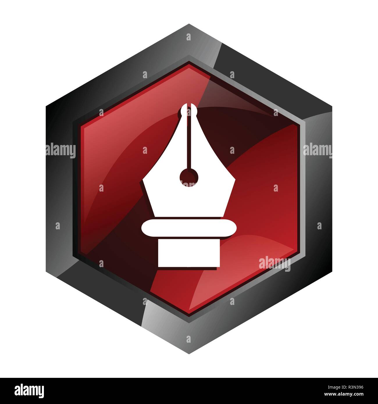 ink, pen, office, education button red hexagon modern design vector ...