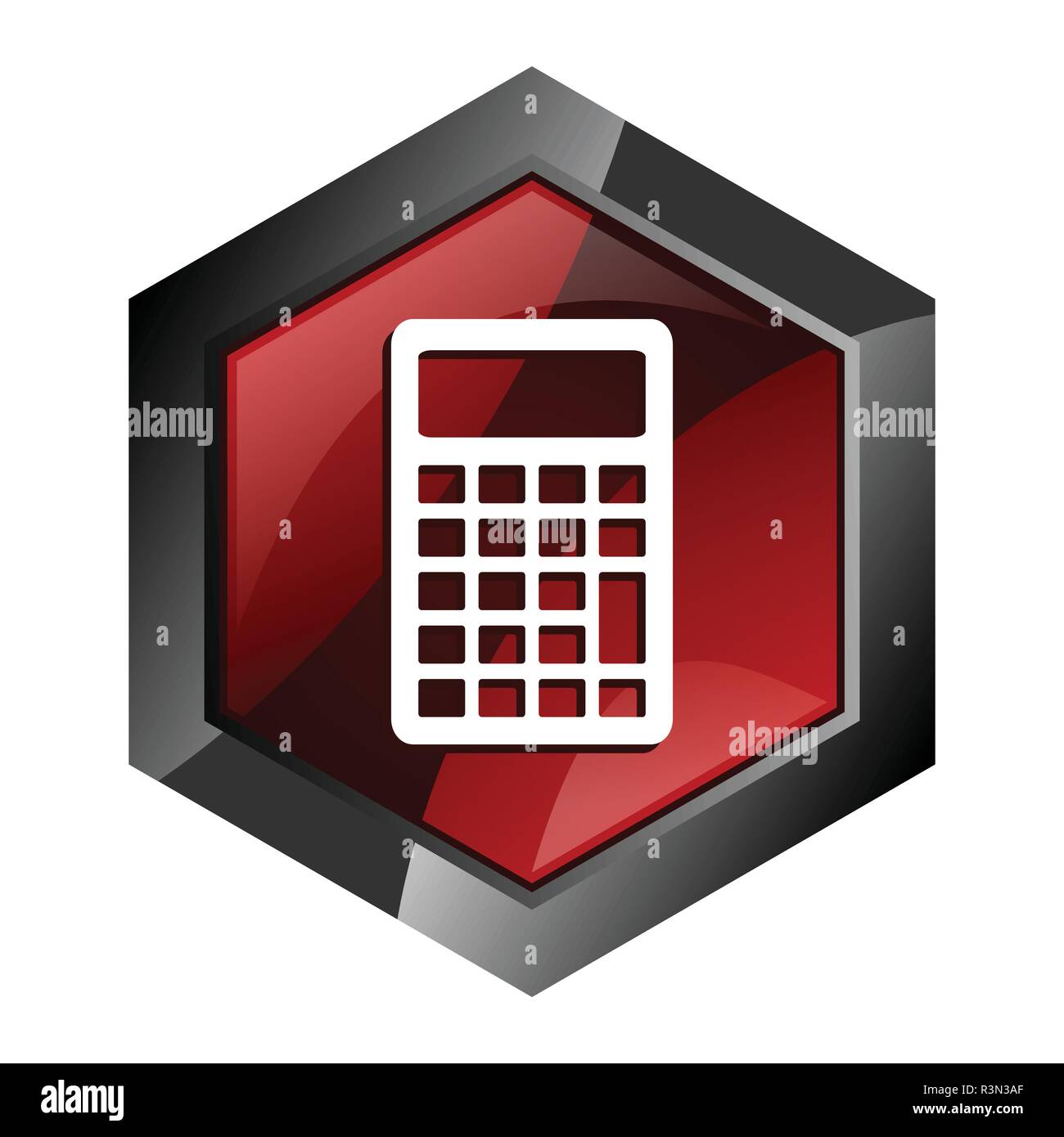 calculator, accounting, business, finance, calculate button red hexagon ...
