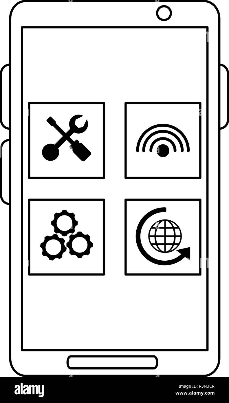 Smartphone with apps in black and white Stock Vector Image & Art - Alamy