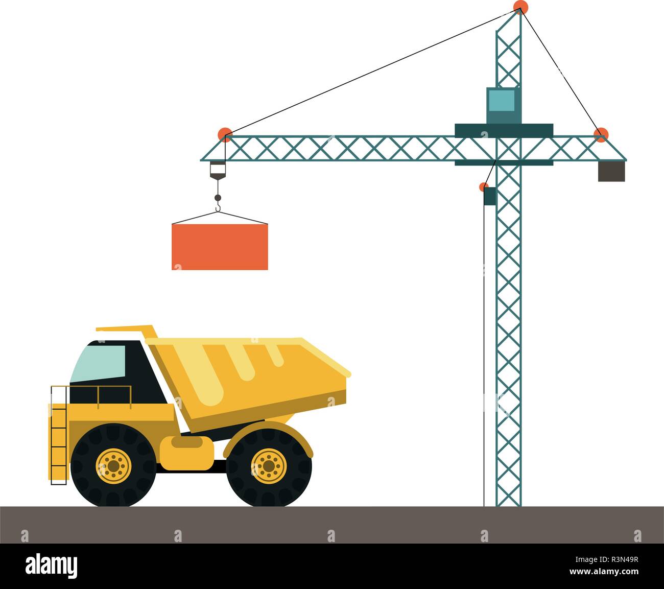 Construction cargo truck and crane Stock Vector Image & Art - Alamy