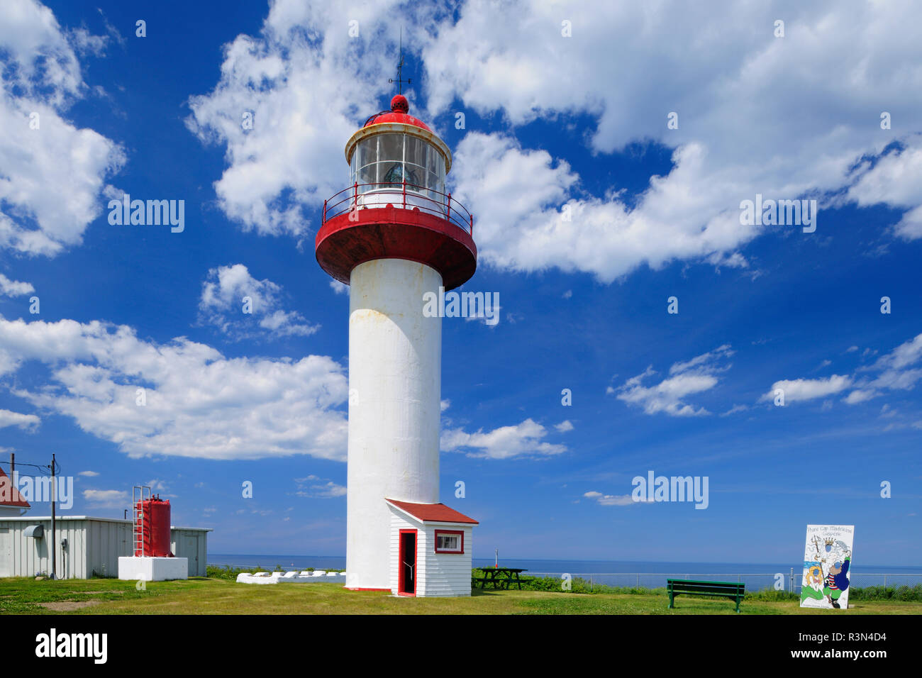 Canada, Quebec, Cap Madeleine. Lighthouse on Gulf of St. Lawrence Stock ...