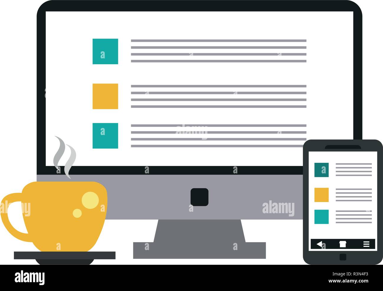 Smart phone cup of coffee Stock Vector Images - Alamy