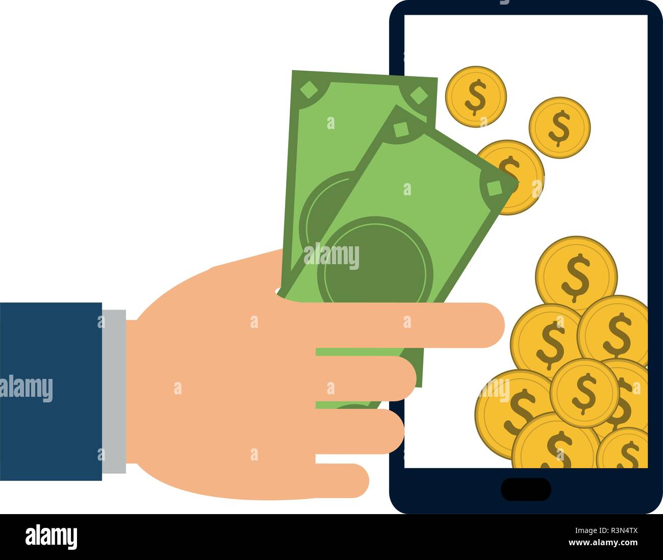 Transfer currency from hand Stock Vector Images - Alamy