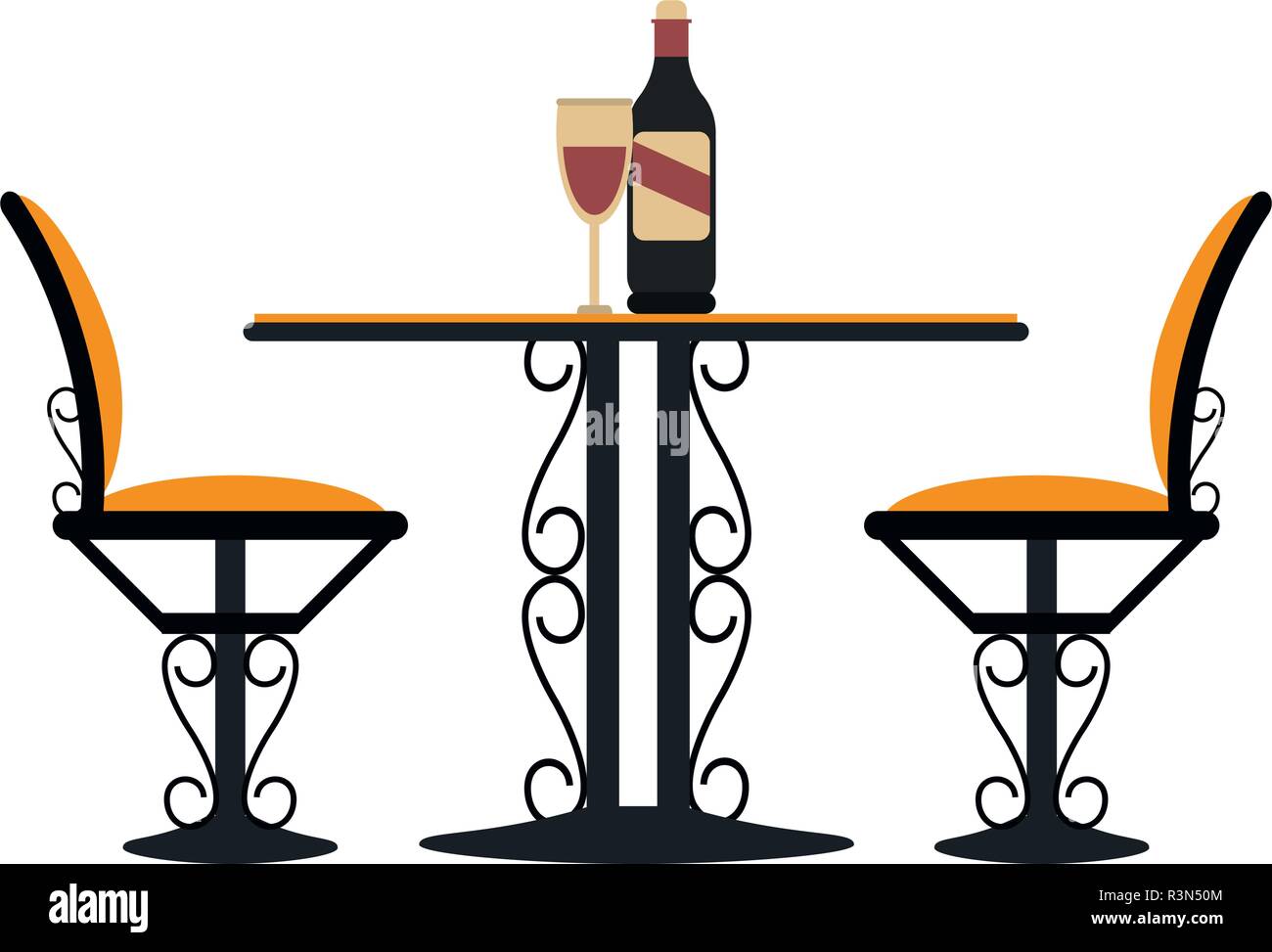Table chairs in wine Stock Vector Images - Alamy