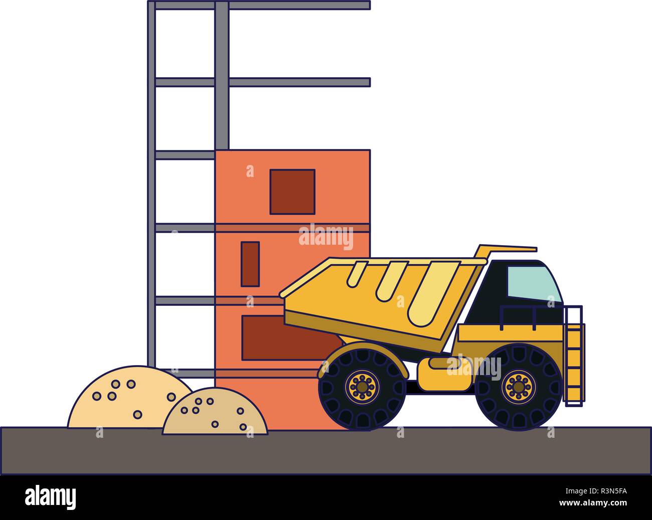 Construction truck loading sand Stock Vector Image & Art - Alamy