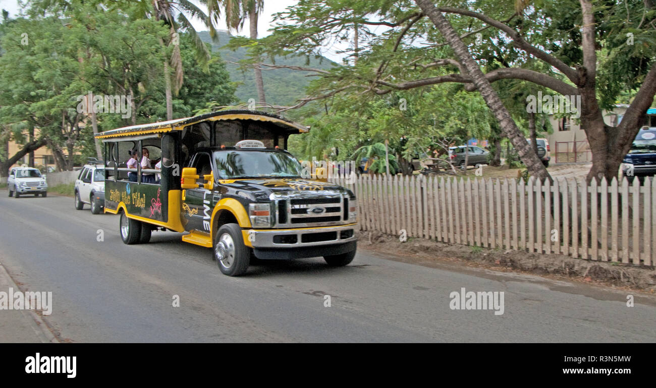 Roadtown, British Virgin Island, Tortola, Bus, Caribbean, West Indies ...