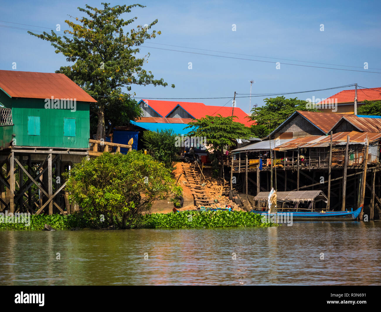 Asia, Cambodia, Siem Reap, Stilted city, Floating city on stilts Stock ...