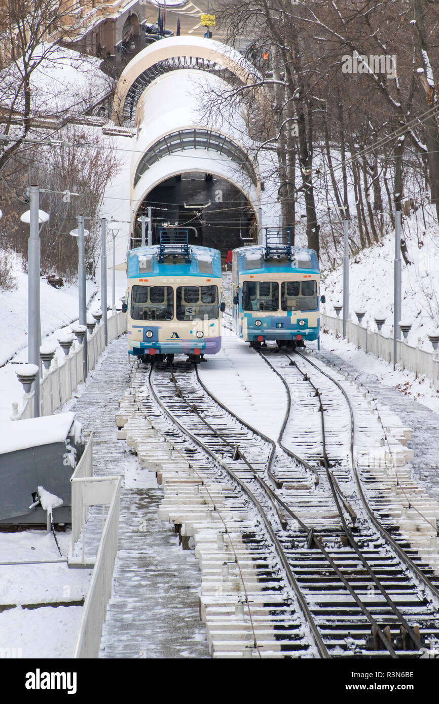 The Kiev funicular, connecting Uppertown and Podil Stock Photo - Alamy