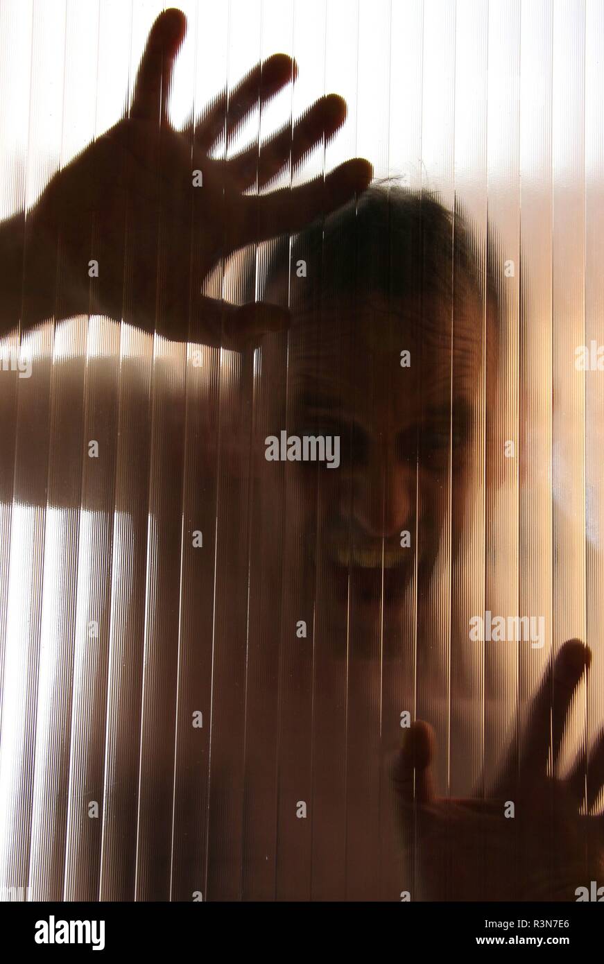 aggressive man behind a disc - horrorbild Stock Photo - Alamy