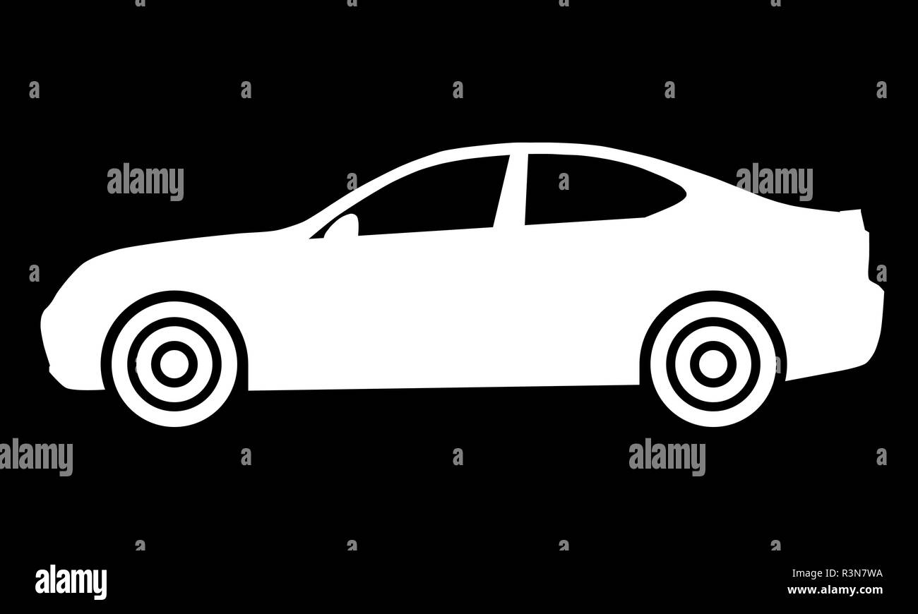 Car symbol icon - white, 2d, isolated - vector illustration Stock ...