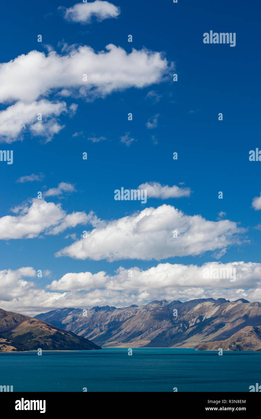 New Zealand, South Island, Otago, Wanaka-area, Lake Hawea Stock Photo ...