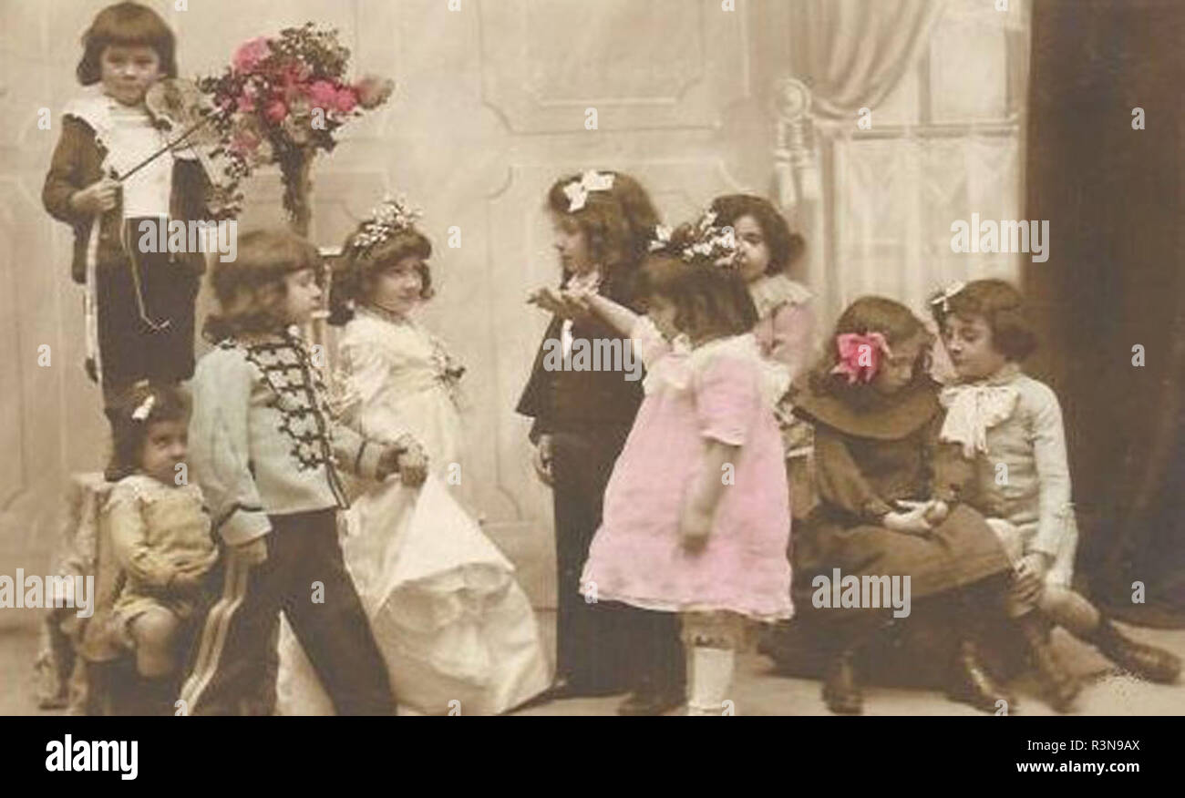 vintage classic Victorian image featuring children Stock Photo - Alamy
