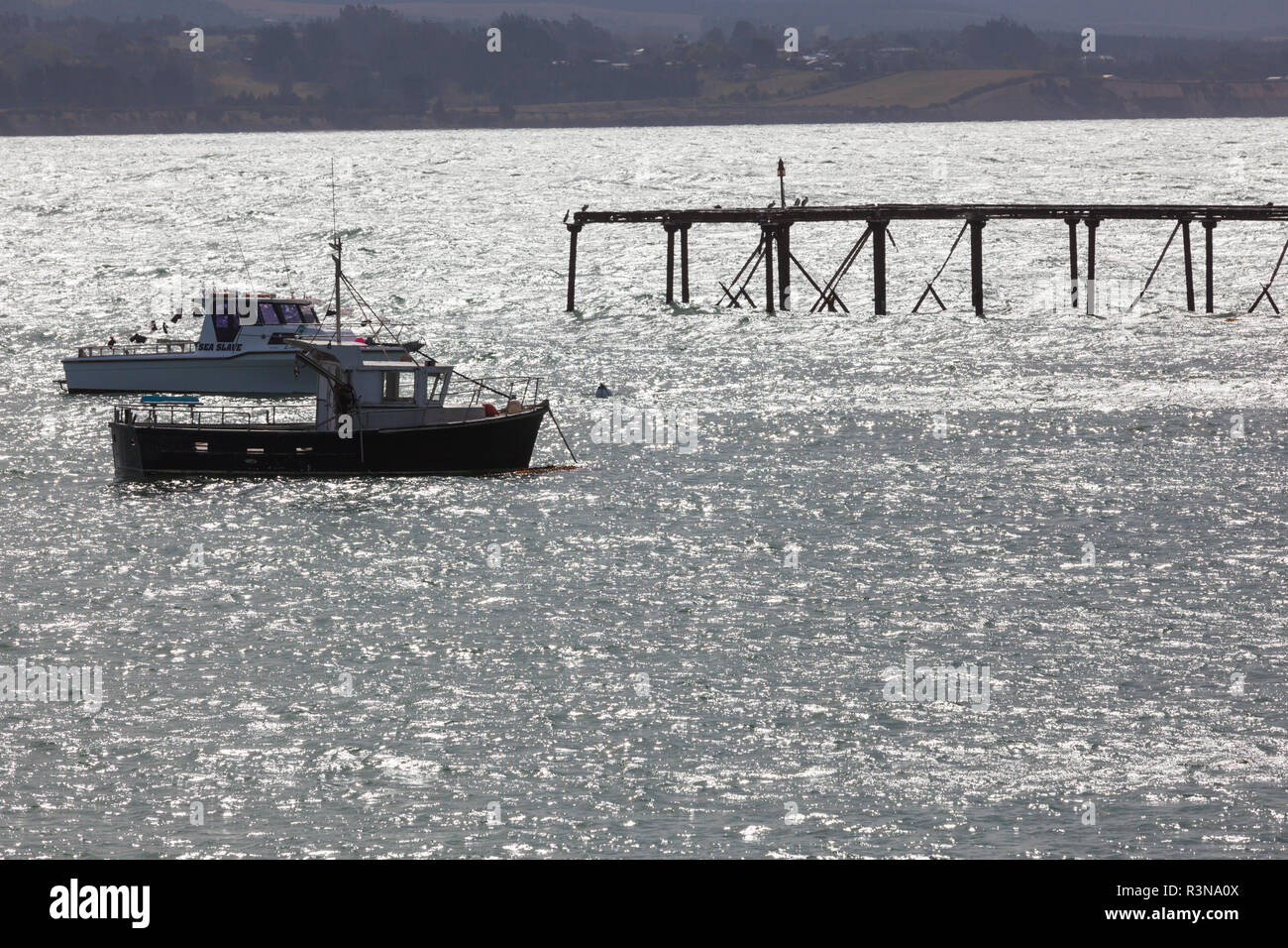New Zealand, South Island, Otago, Moeraki, fishing boats Stock Photo ...