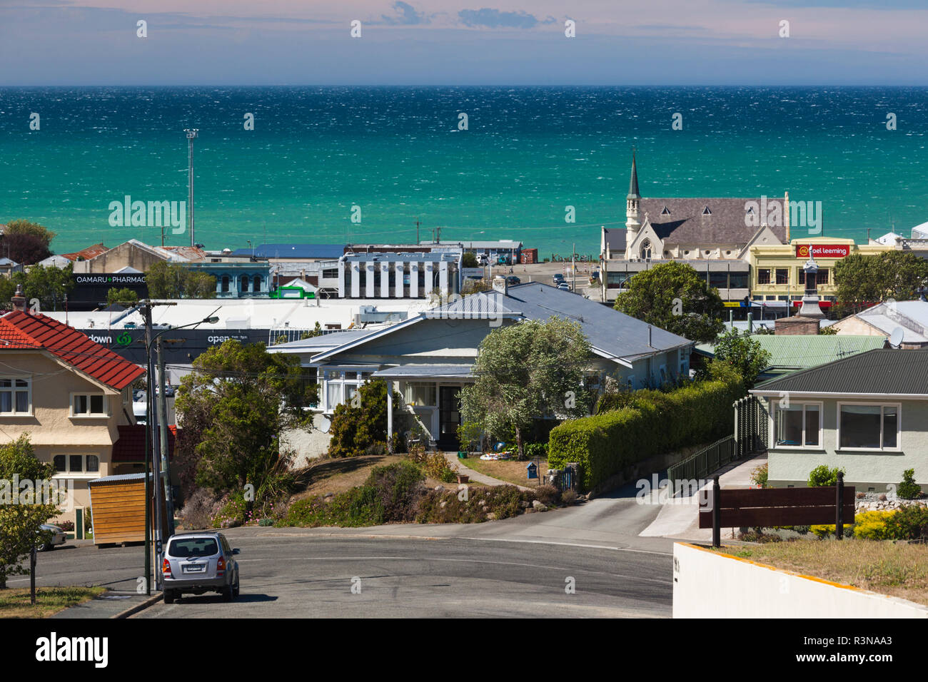 New Zealand, South Island, Otago, Oamaru, elevated town view Stock ...