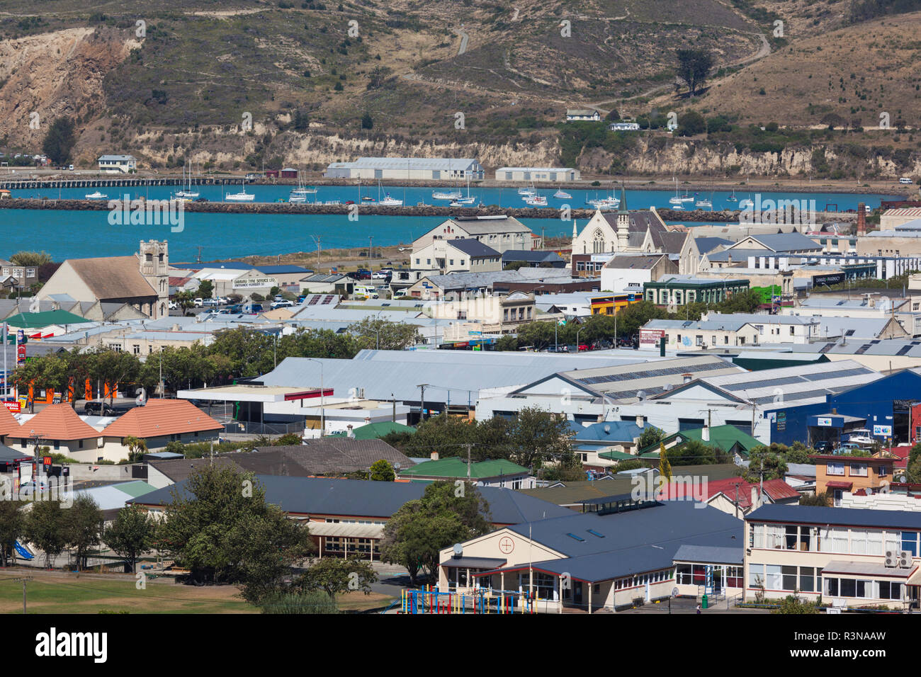New Zealand, South Island, Otago, Oamaru, elevated town view Stock ...