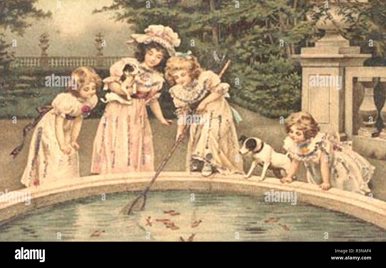 vintage classic Victorian image featuring children Stock Photo - Alamy