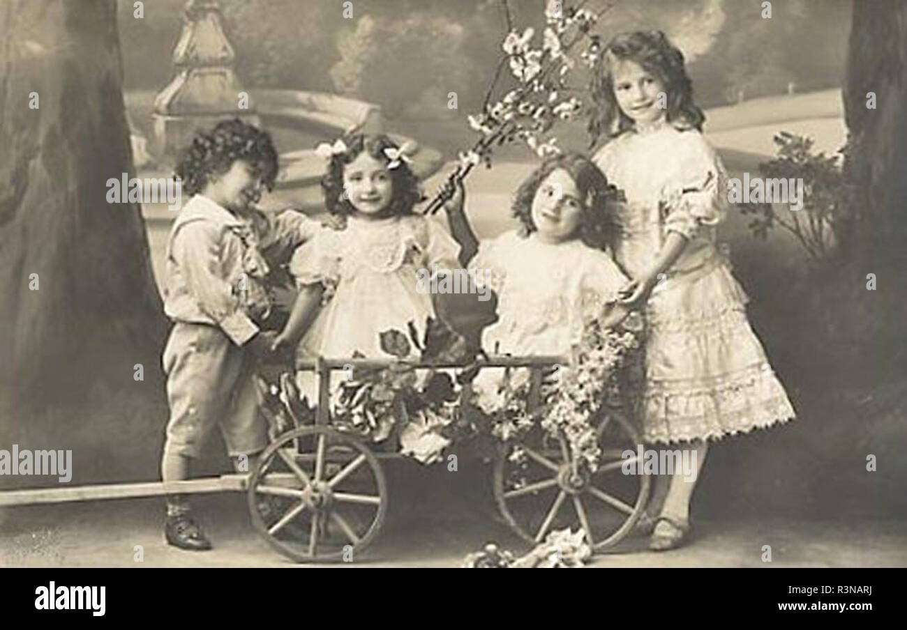 vintage classic Victorian image featuring children Stock Photo - Alamy