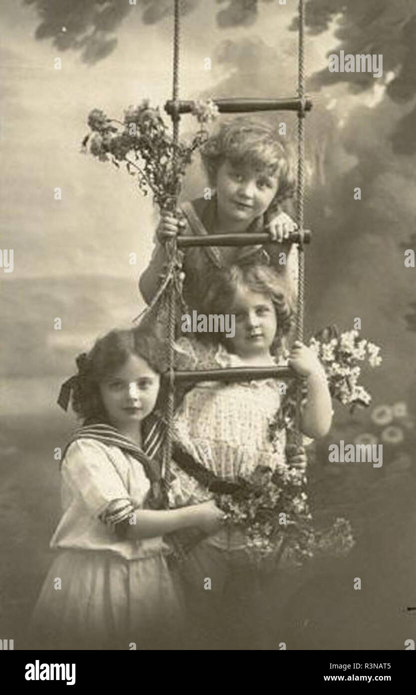 vintage classic Victorian image featuring children Stock Photo - Alamy