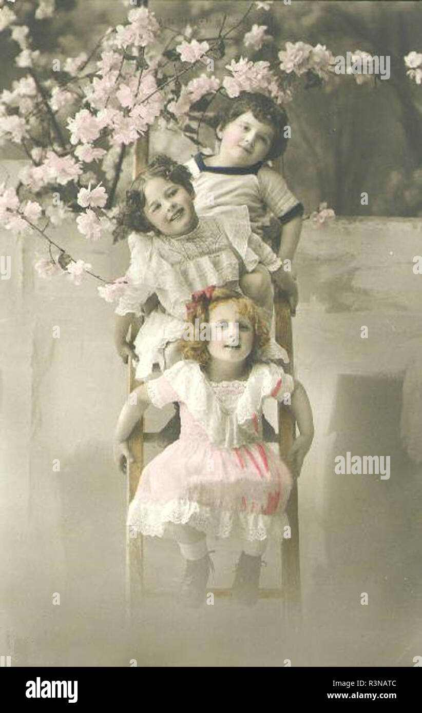 vintage classic Victorian image featuring children Stock Photo - Alamy