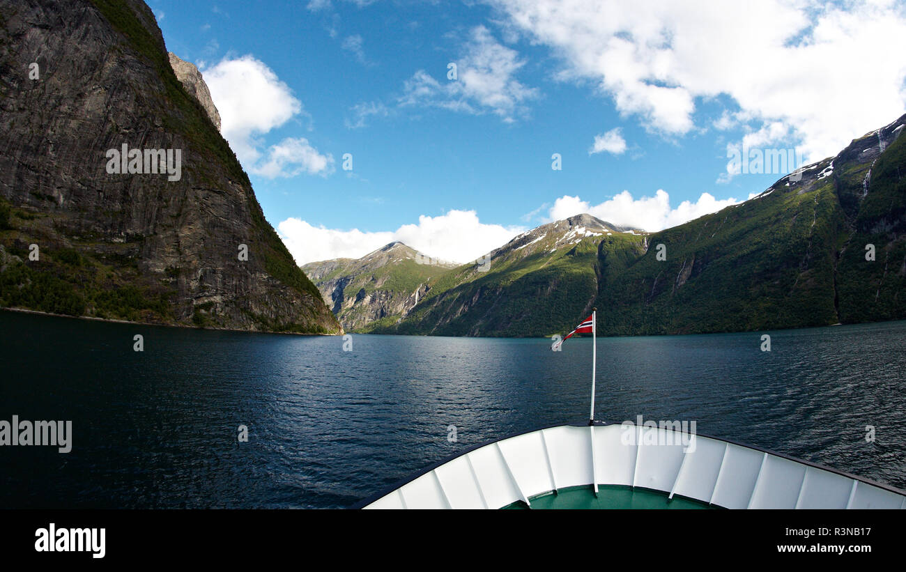 Geiranger fjord ferry flag hi-res stock photography and images - Alamy