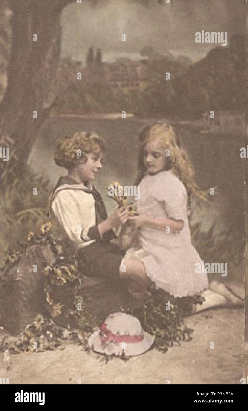 vintage classic Victorian image featuring children Stock Photo - Alamy