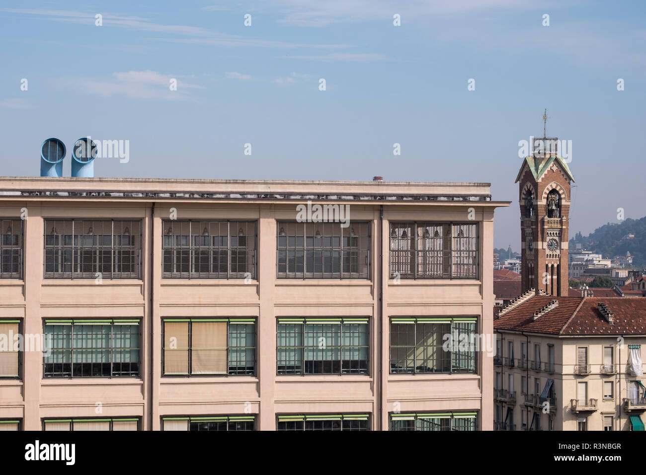View from the old Fiat Factory in Turin Italy, built in 1920s ...