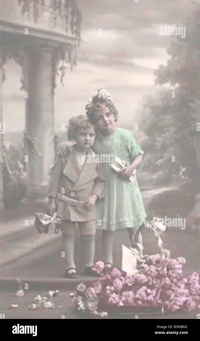 vintage classic Victorian image featuring children Stock Photo - Alamy