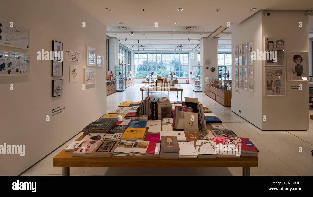 Turin, Italy. Bookshop at the old Fiat factory in Turin, built in the ...