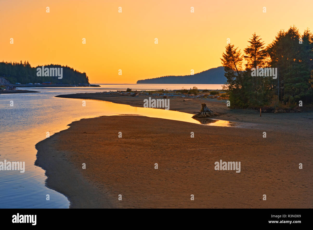 Canada, British Columbia, Vancouver Island. Beach at sunset Stock Photo ...