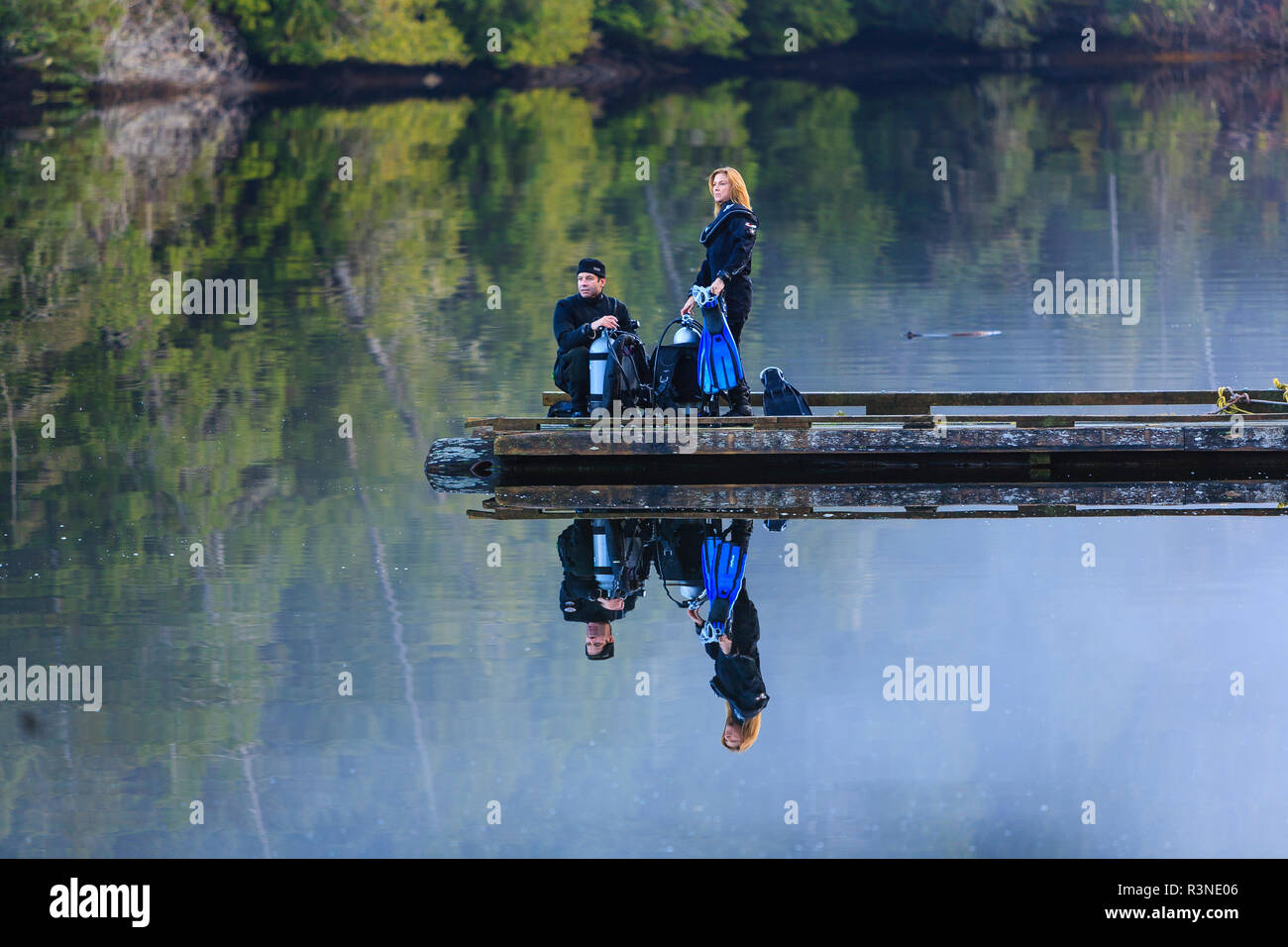 Scuba divers, Browning Passage, North Vancouver Island, British ...