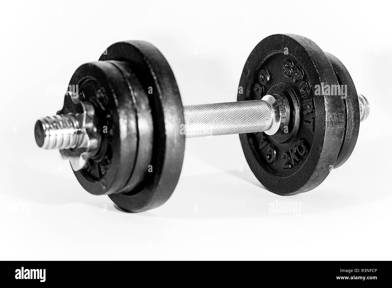 barbell with weights on white background Stock Photo - Alamy