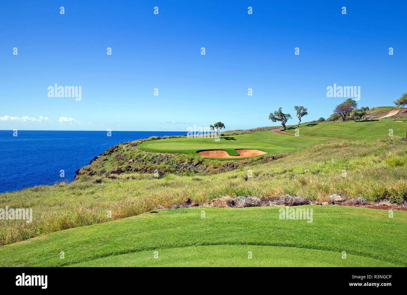 Golf course on the cliff by the ocean Stock Photo - Alamy