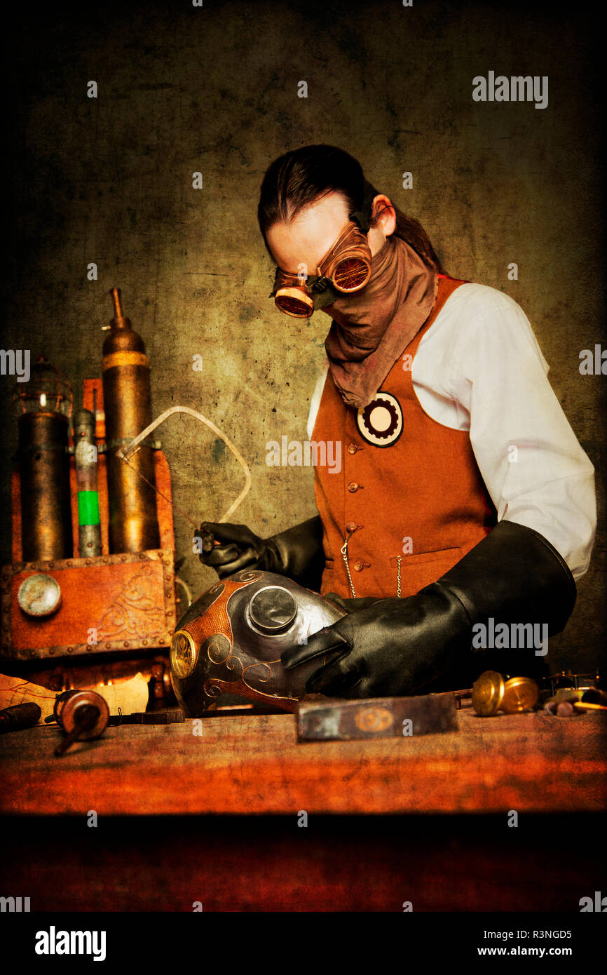 Steampunk man at work Stock Photo - Alamy