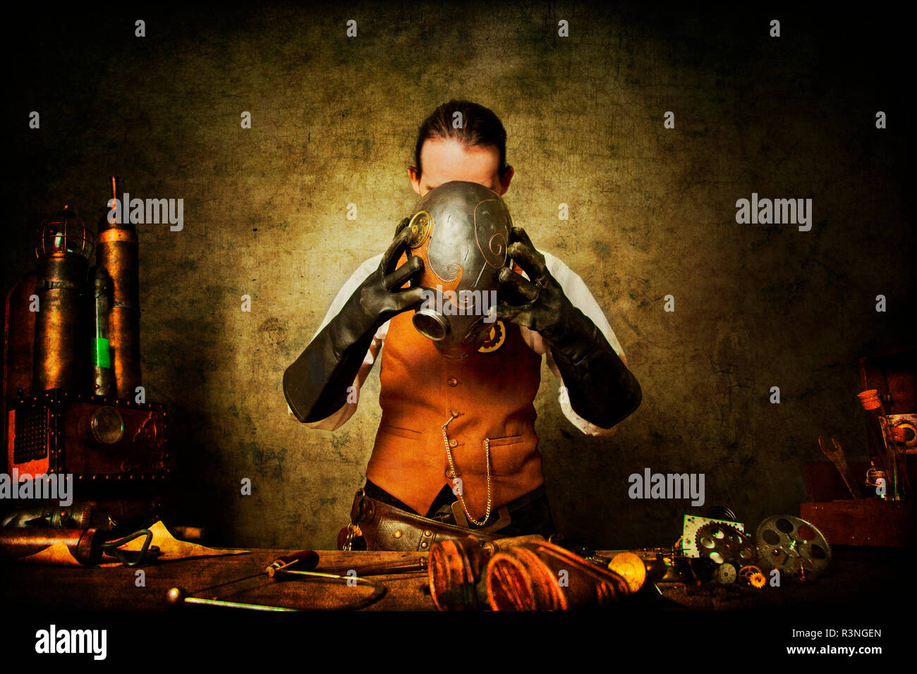 Steampunk man at work Stock Photo - Alamy