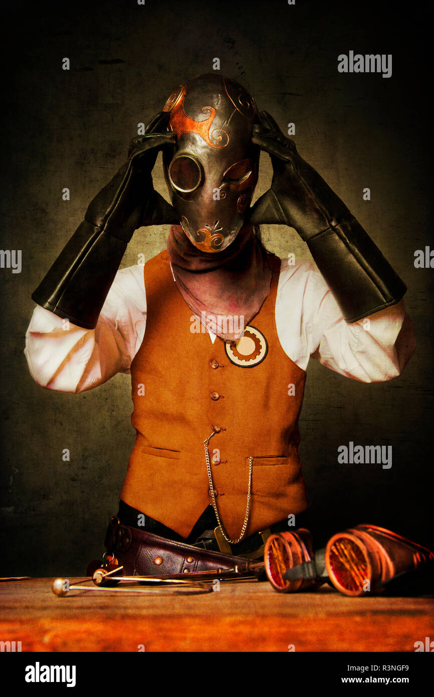 Steampunk man at work Stock Photo - Alamy