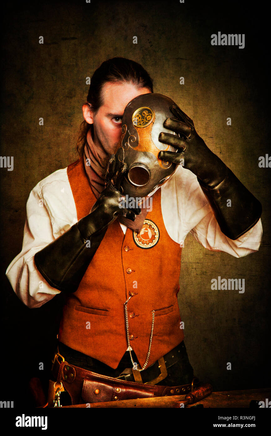 Steampunk man at work Stock Photo - Alamy