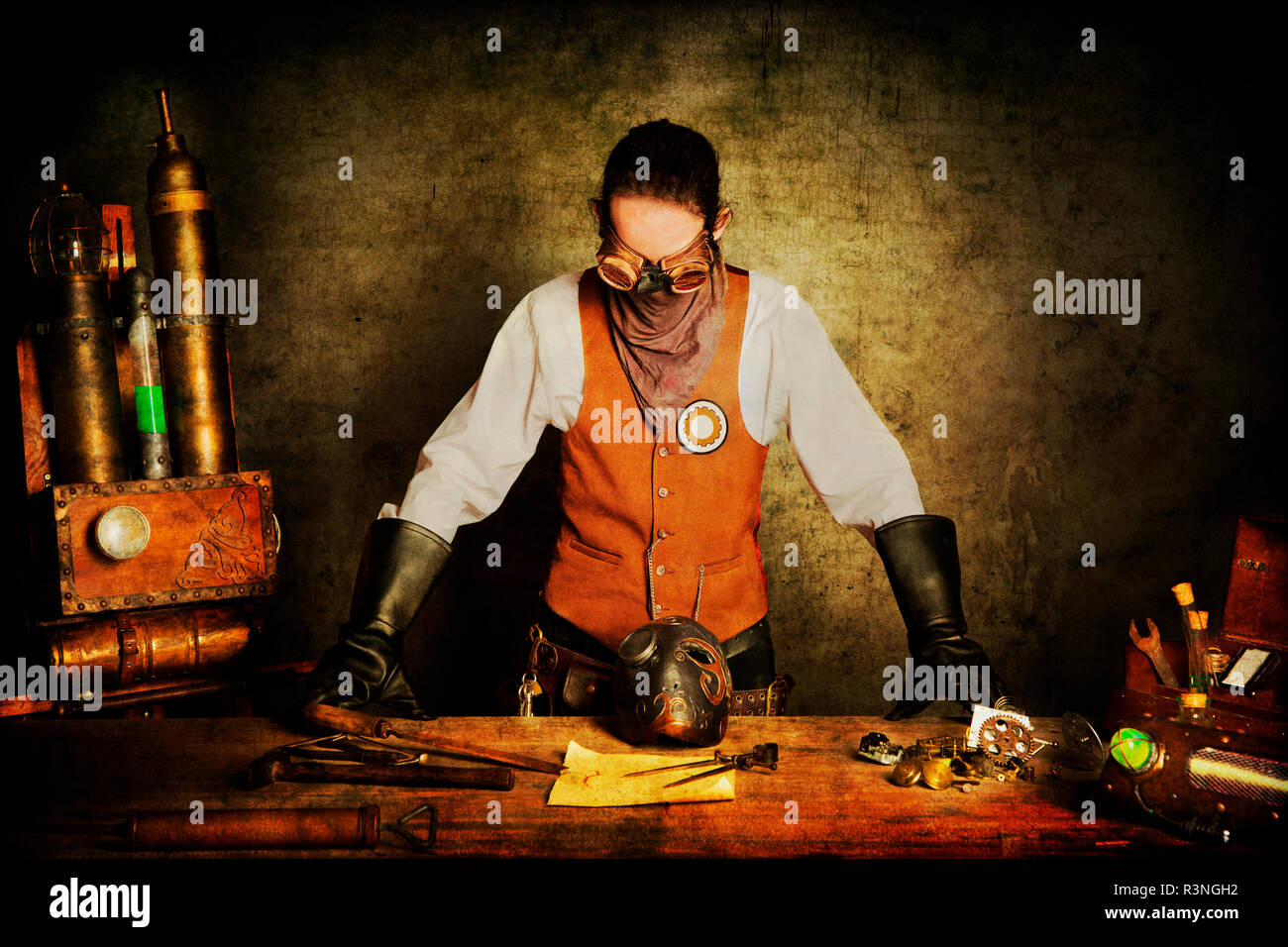 Steampunk man at work Stock Photo - Alamy