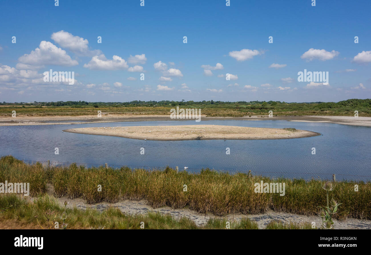 Keyhaven Nature Reserve shallow lagoon, Hampshire, England, UK Stock ...