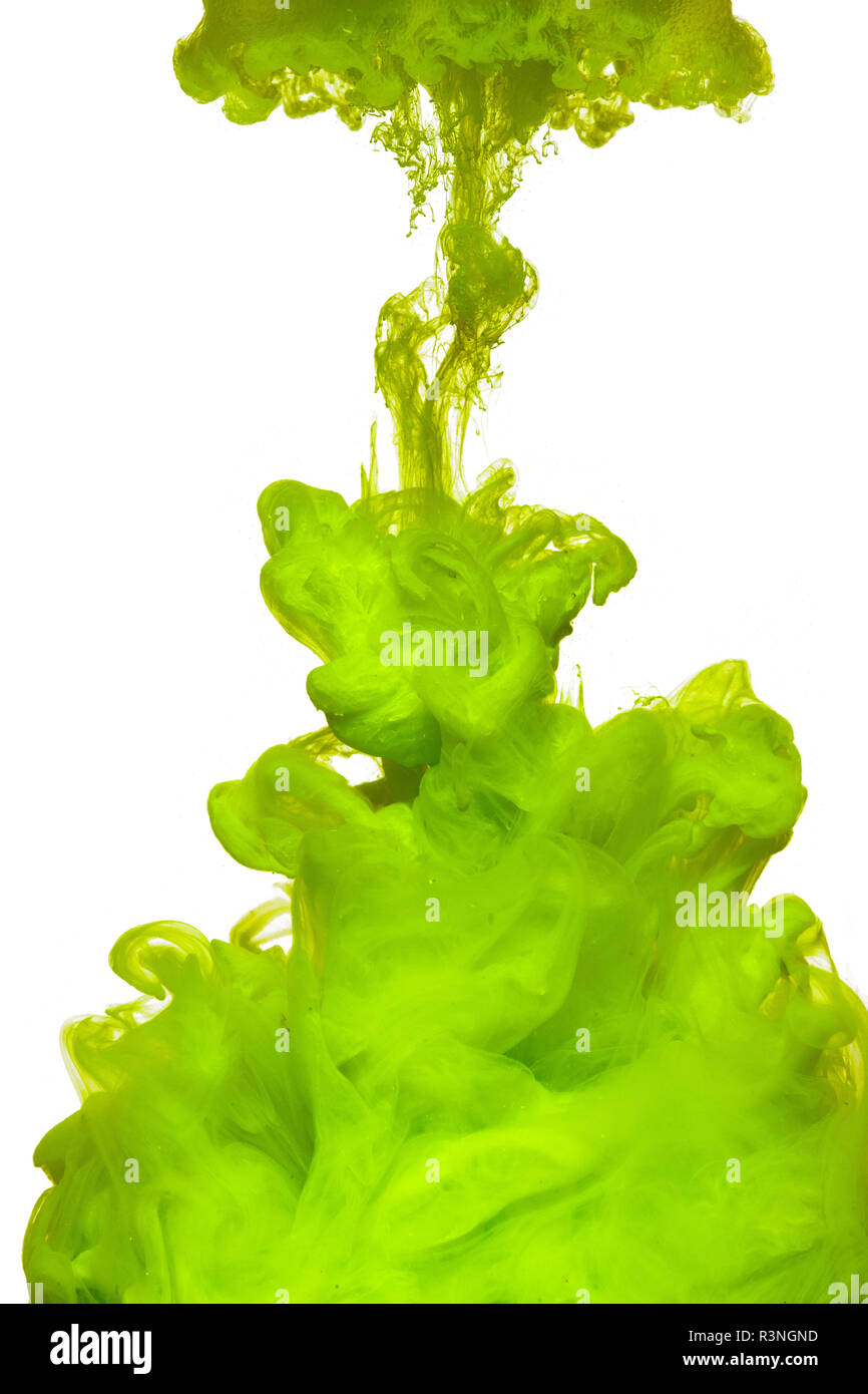 abstract formed by color dissolving in water over white background ...