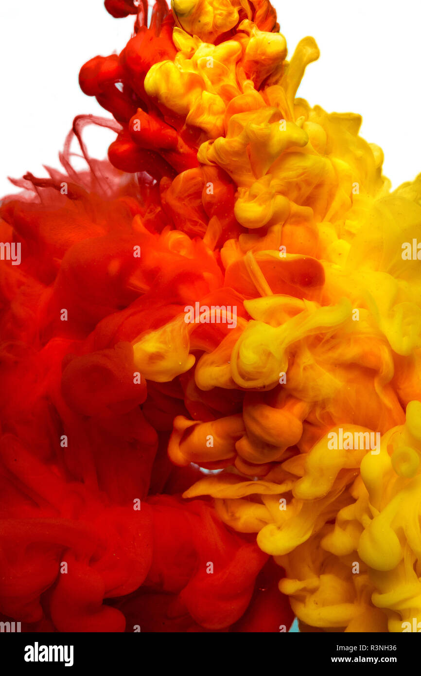 abstract formed by color dissolving in water over white background ...