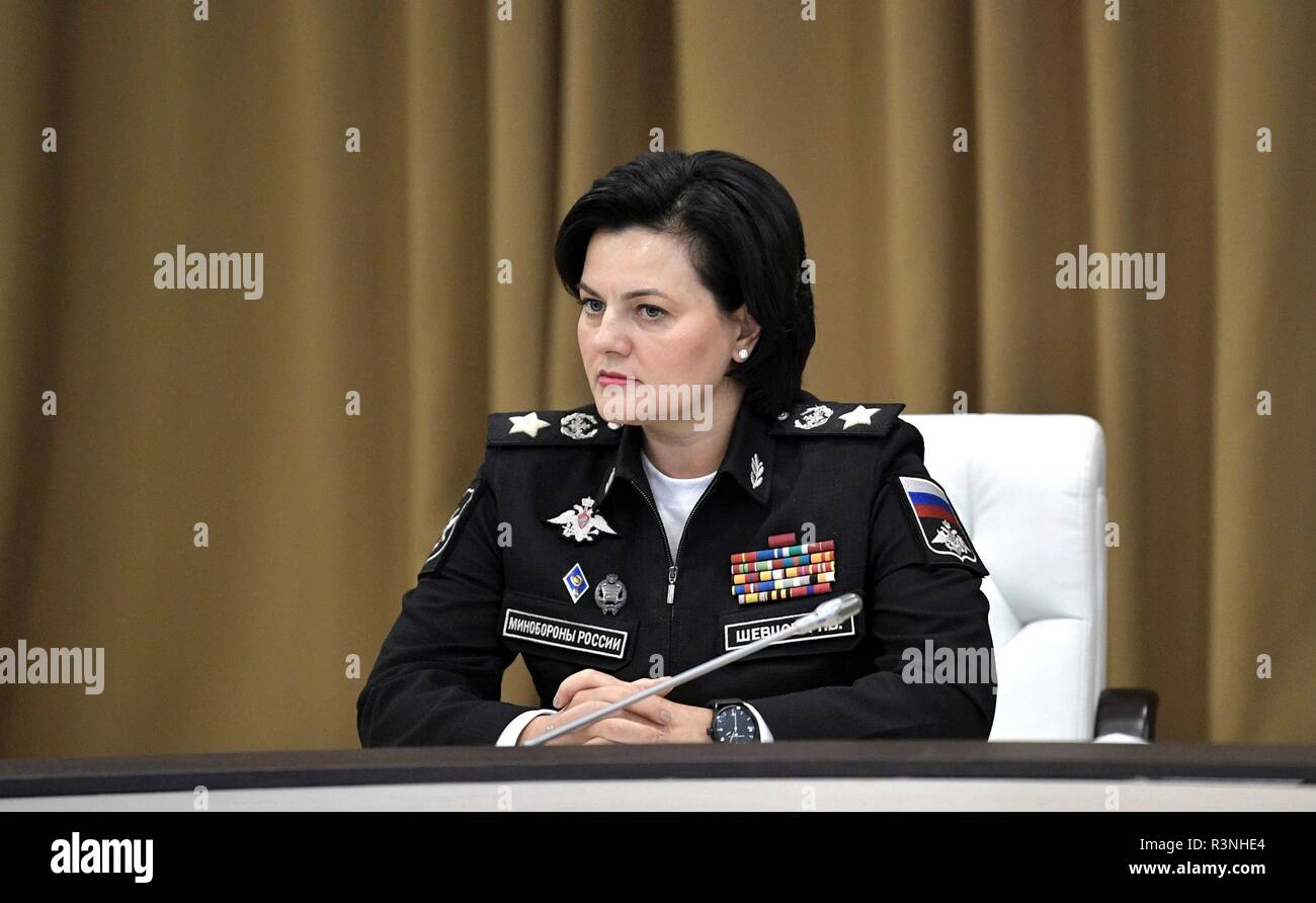 Russian Deputy Defence Minister Tatyana Shevtsova during a meeting with ...