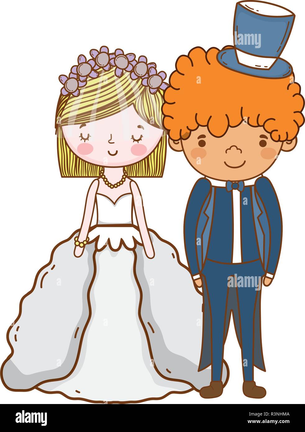 couple wedding cute cartoon vector illustration graphic design Stock ...