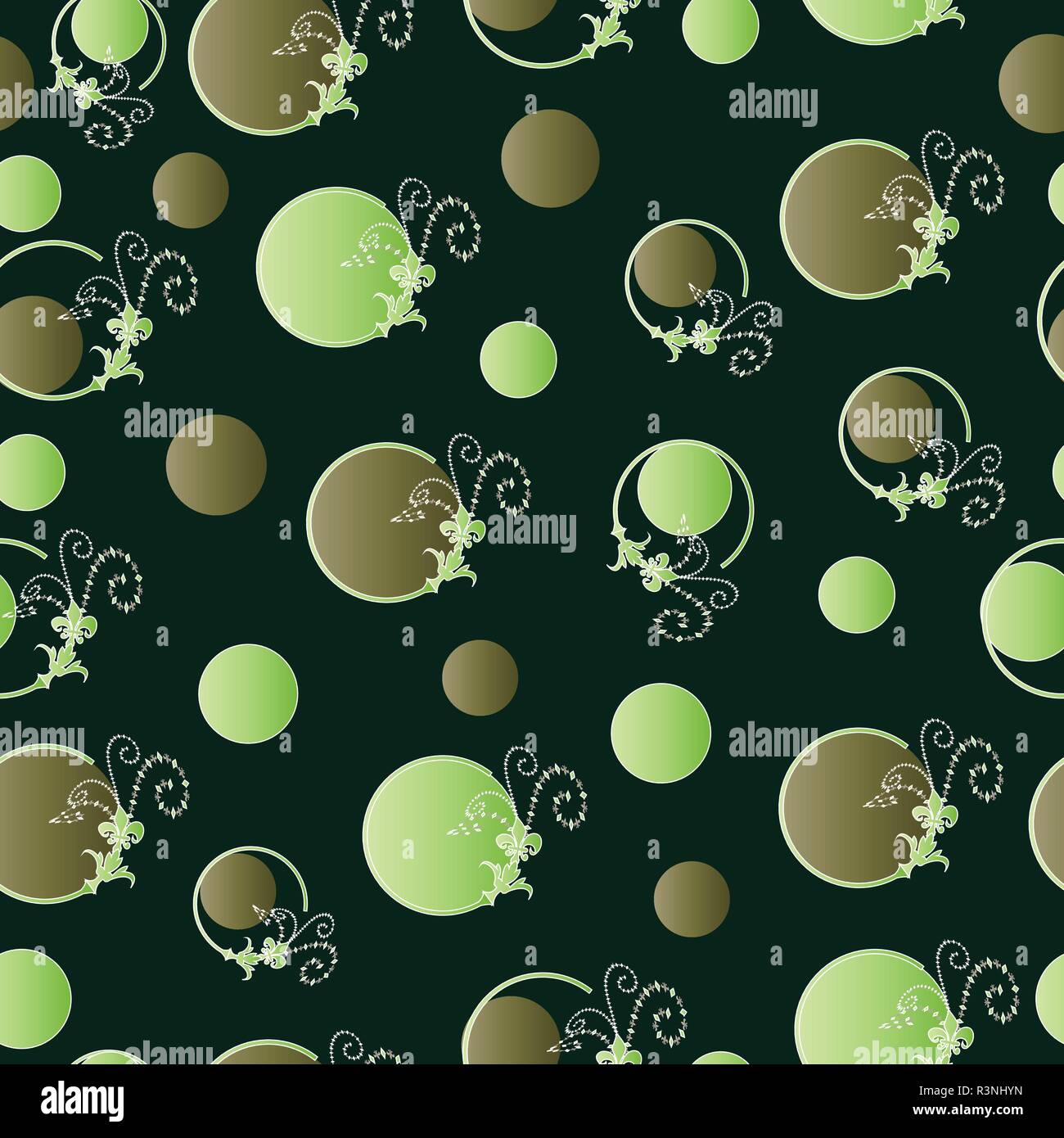 seamless pattern vector with artistic circles - green theme background ...
